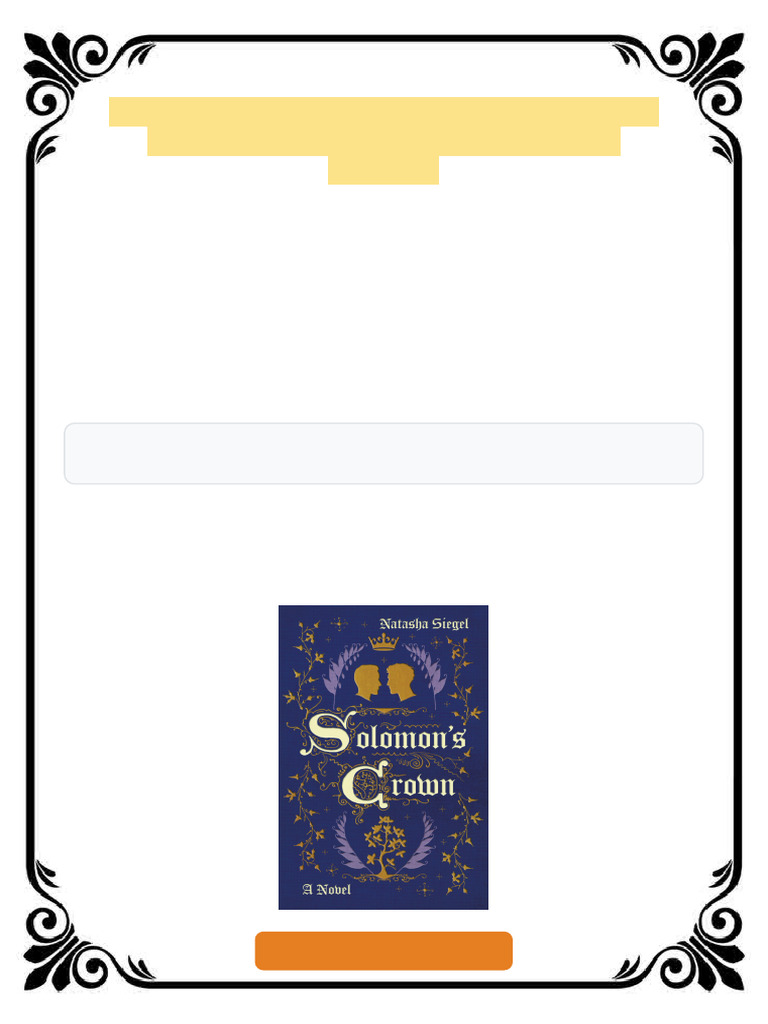 Solomon's Crown 1st Edition Natasha Siegel eBook available any format | PDF