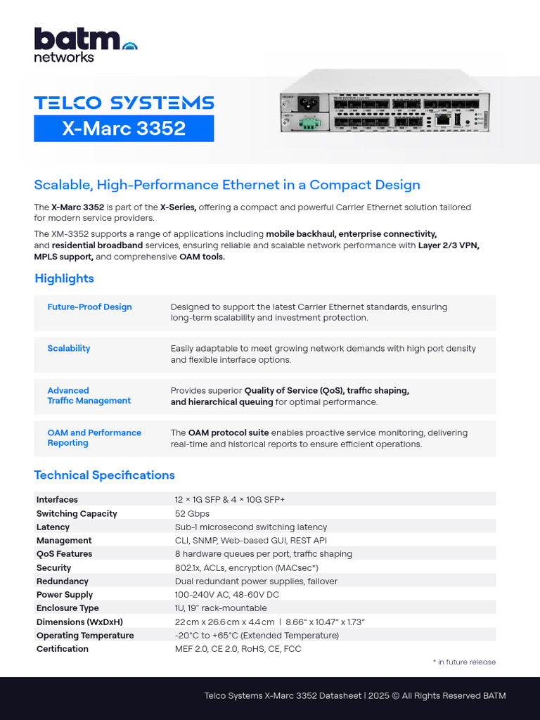 X-Marc 3352 Carrier Ethernet Solution | PDF | Quality Of Service ...