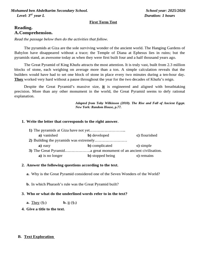 Ancient Civ Test; Giza Pyramids | PDF | Egyptian Pyramids | Ancient Egypt