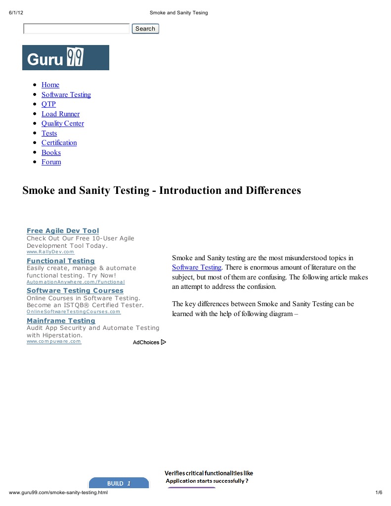 Smoke and Sanity Tesing | PDF | Software Testing | Quality Assurance