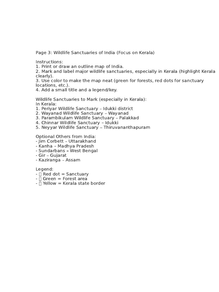 Wildlife Sanctuaries Kerala Assignment | PDF