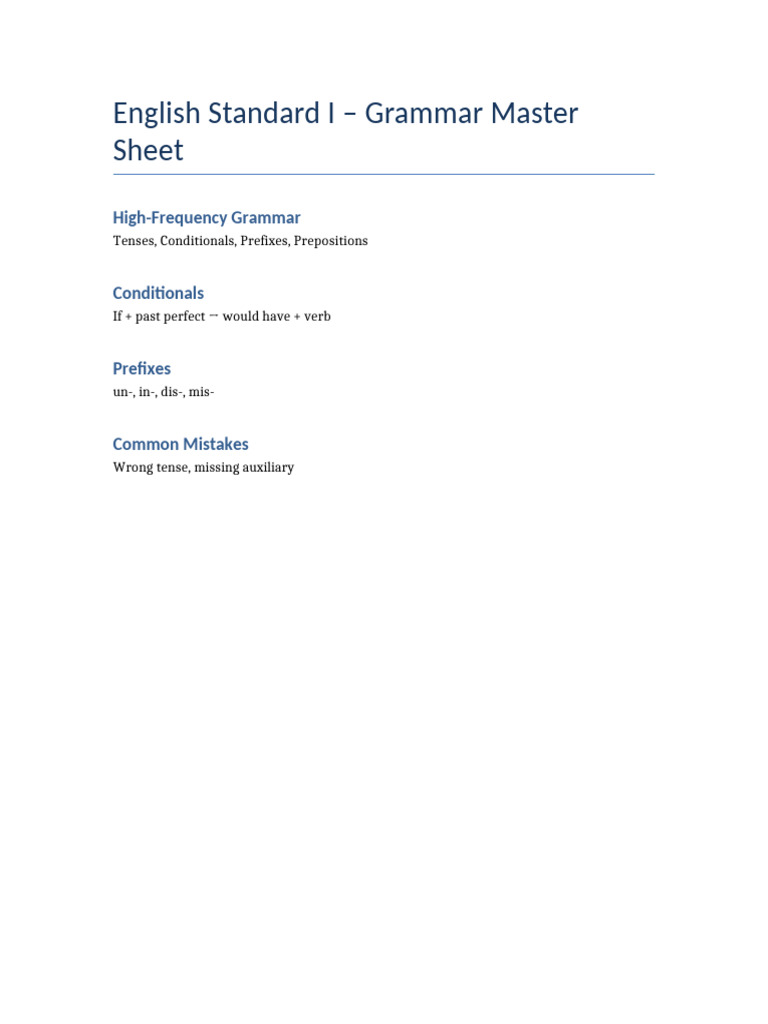 04 Grammar Master Sheet Infographic | PDF