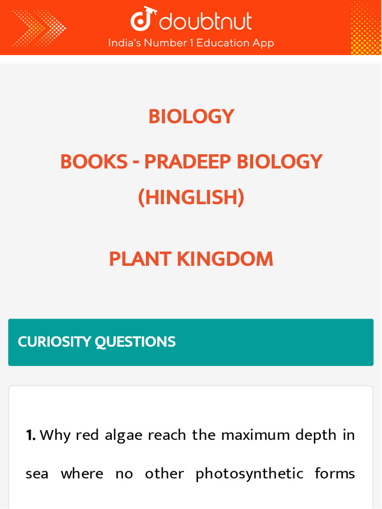 Books Doubtnut Question Bank | PDF | Plants | Fern