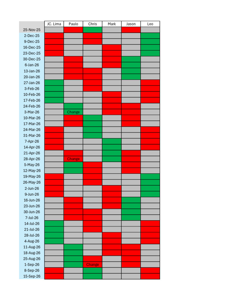 Weekly Schedule and Changes 2025-2027 | PDF