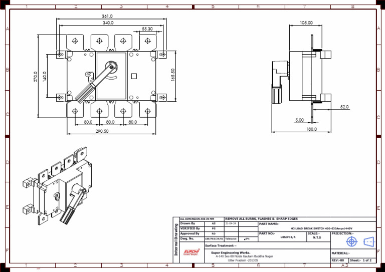 Load Break Switch Technical Drawing | PDF