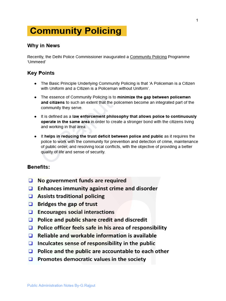 Community Policing: Benefits and Challenges | PDF | Police | Community ...