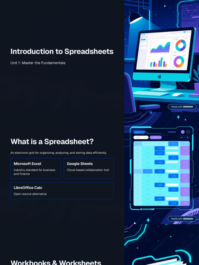 Introduction To Spreadsheets | PDF | Spreadsheet | Worksheet