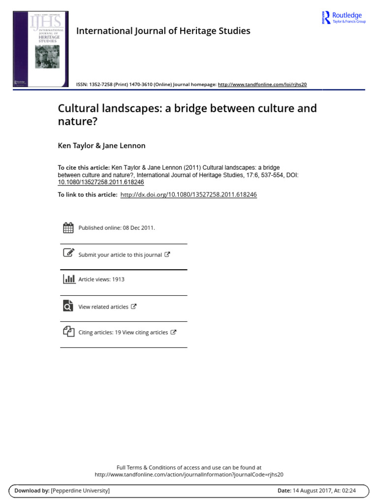 Taylor-Lennon-Cultural Landscapes A Bridge Between Culture and Nature ...