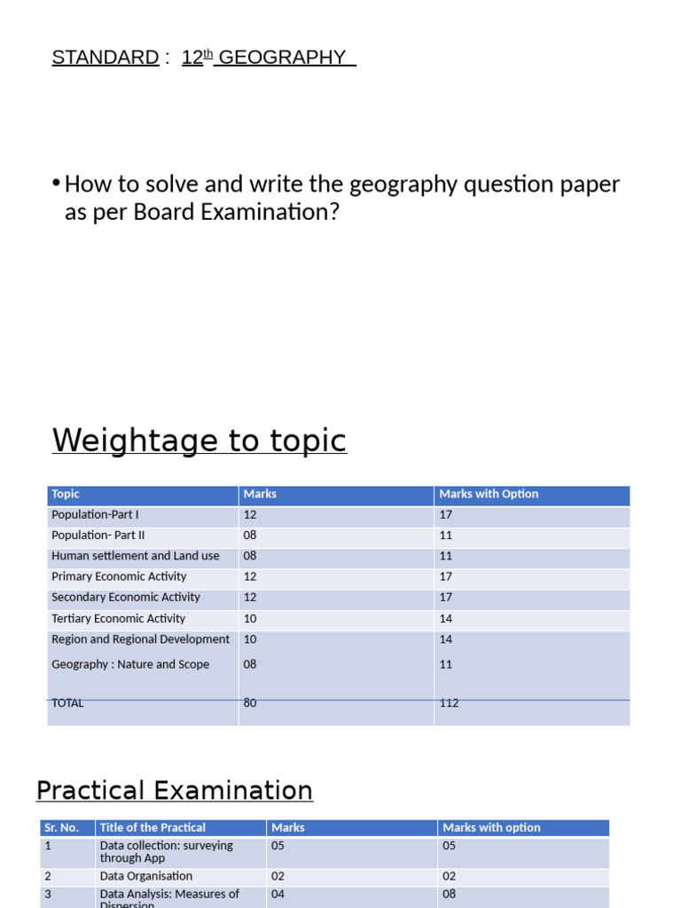 12th Geography Exam Preparation Guide | PDF | Data