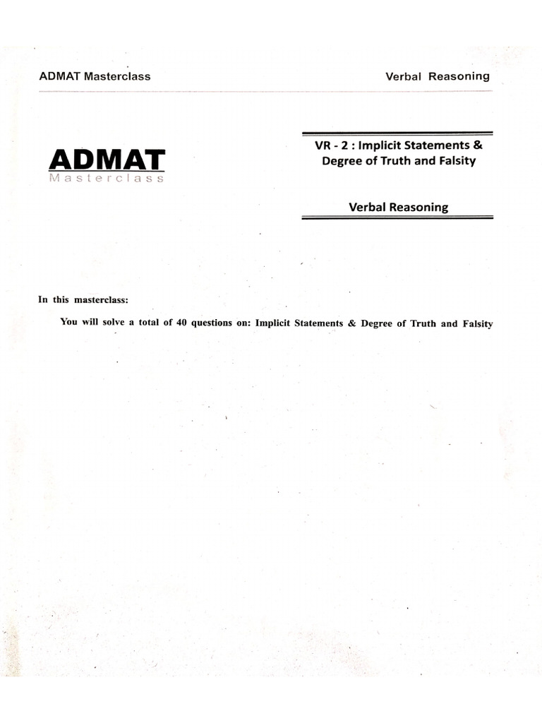 ADMAT VR-2 I Implicit Statement & Degree of Truth and Falsity | PDF