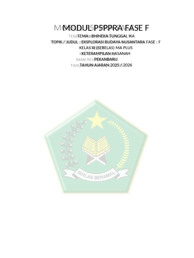 Modul P5RA Bhineka Tunggal Ika fase E dan F | PDF