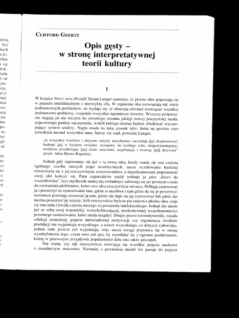 Geertz Opis Gęsty | PDF