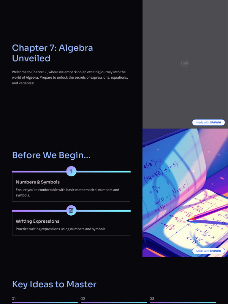 Chapter 7 Algebra Unveiled | PDF | Equations | Polynomial