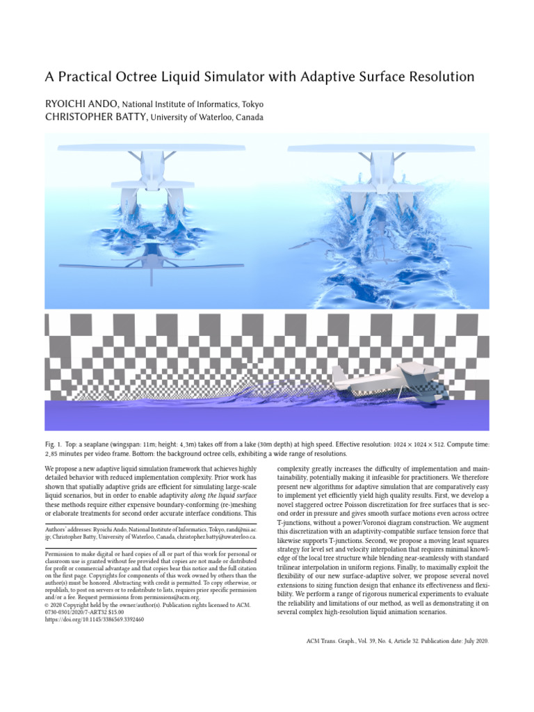 2020 a Practical Octree Liquid Simulator With Adaptive Surface ...