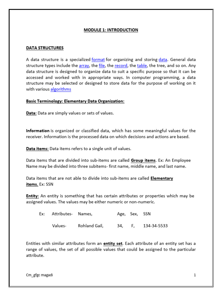 Unit-2 Data Structures Introductions-1 | PDF | Data Type | Computational Complexity Theory