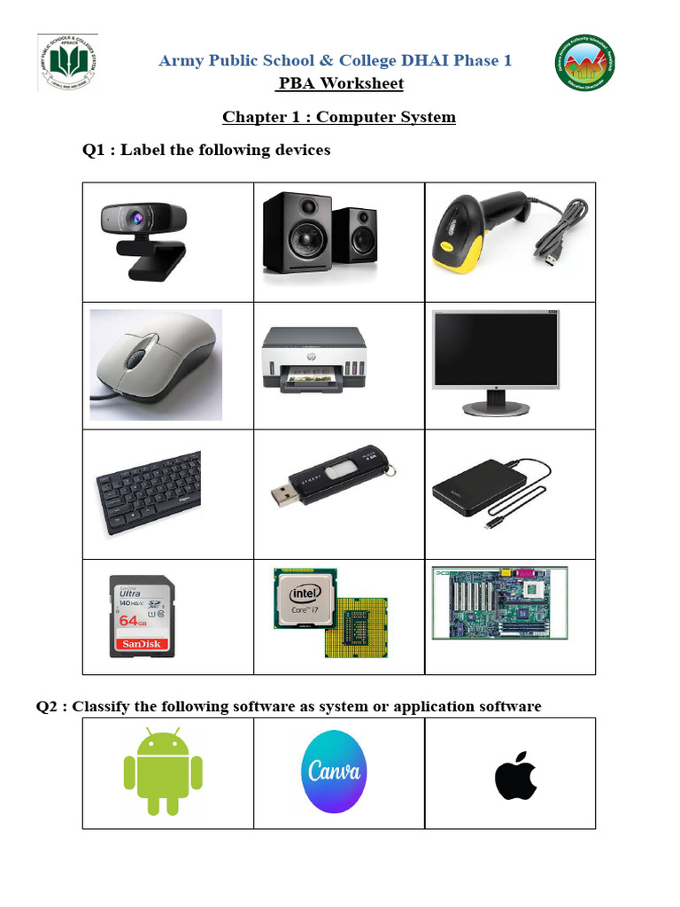 Army Public School Computer System Worksheet | PDF