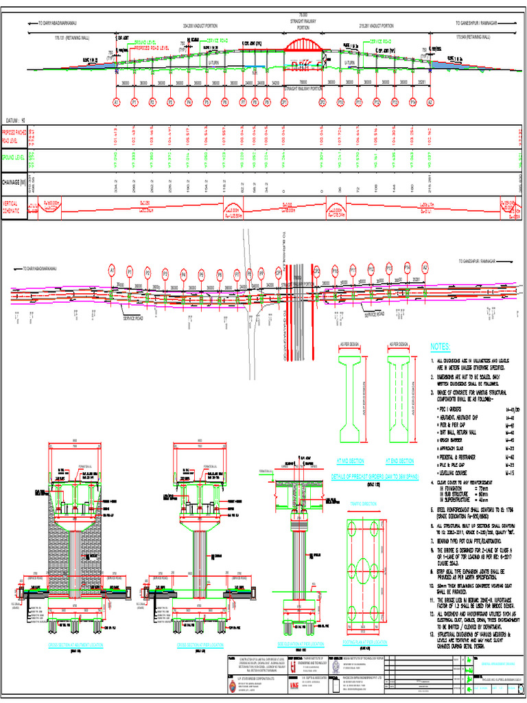 Precast Girders and Footing Plans for Rail Over Bridge | PDF