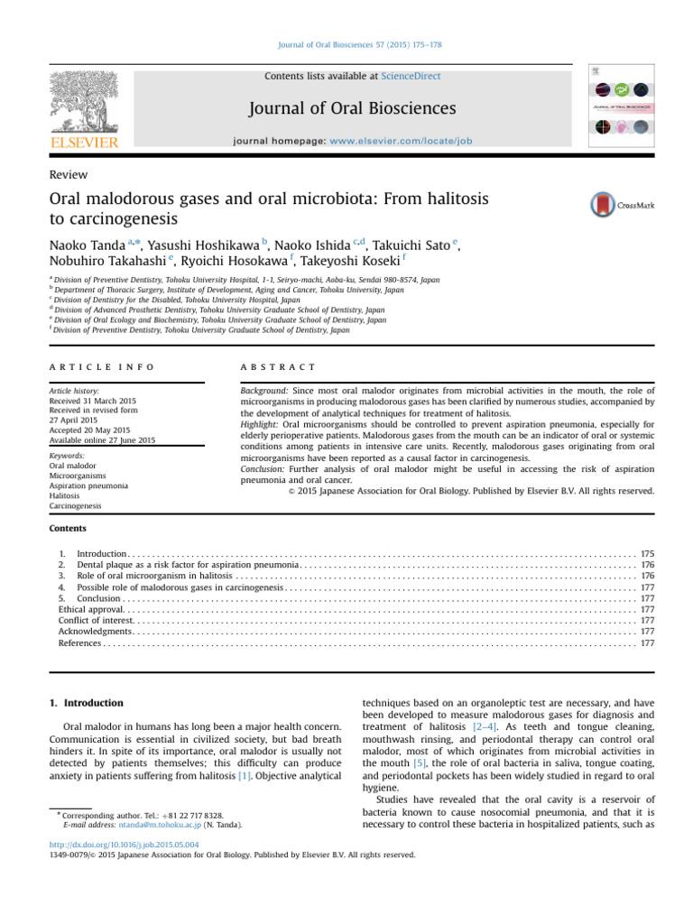 Oral Malodor, Microbiota, and Cancer Risks | PDF | Medical Specialties