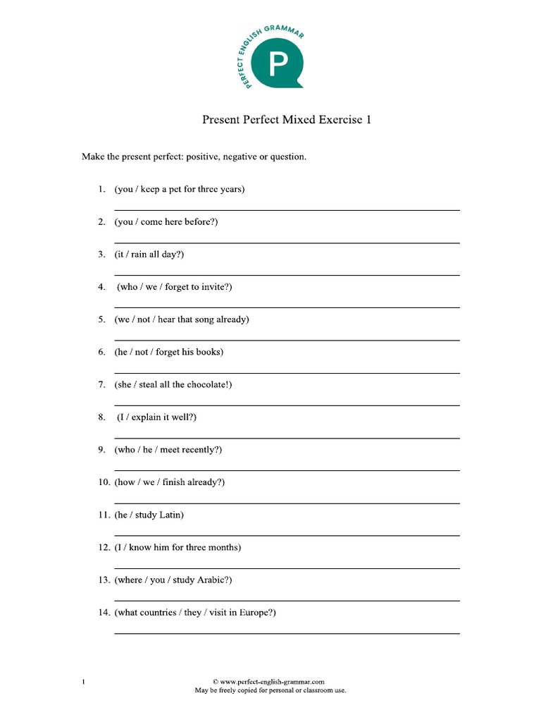 Present Perfect Mix | PDF
