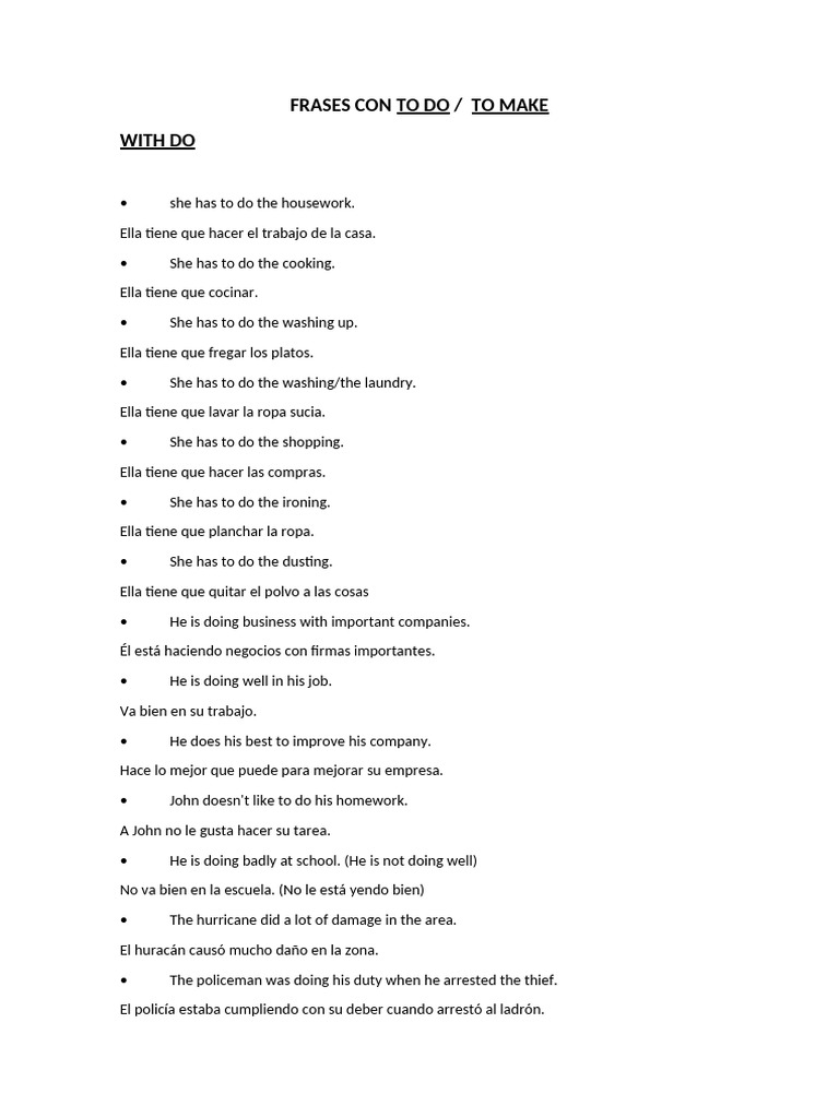Frases Con to Do- To Make | PDF