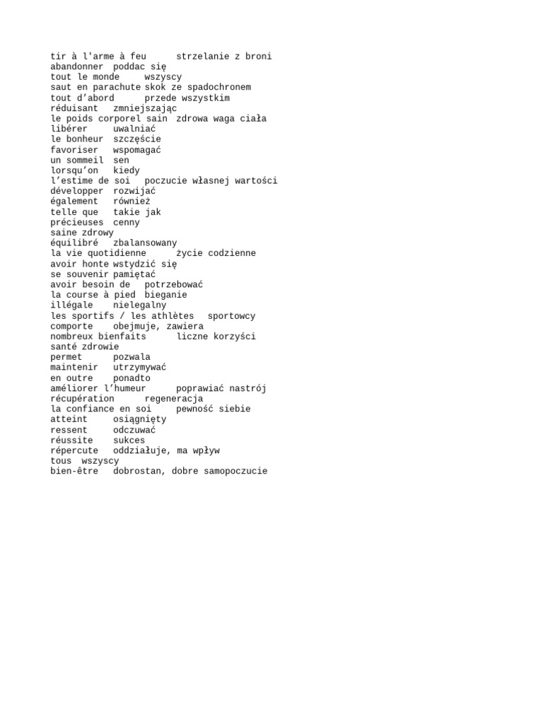Francuski Polski Slowka Tab | PDF