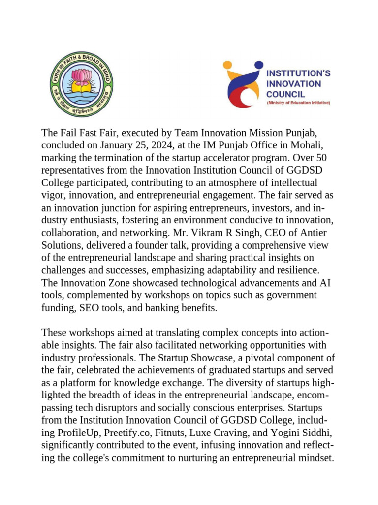 Fail Fast Fair: Innovation & Networking Event | PDF