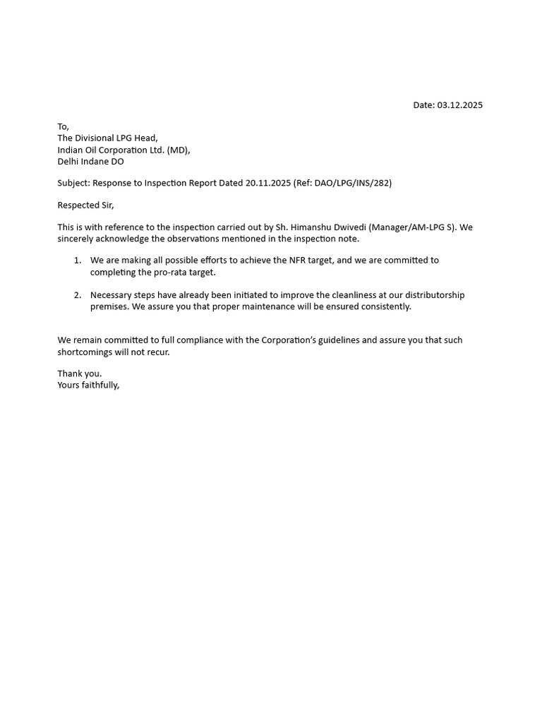 Inspection Completion - Docx - Google Docs-1 | PDF