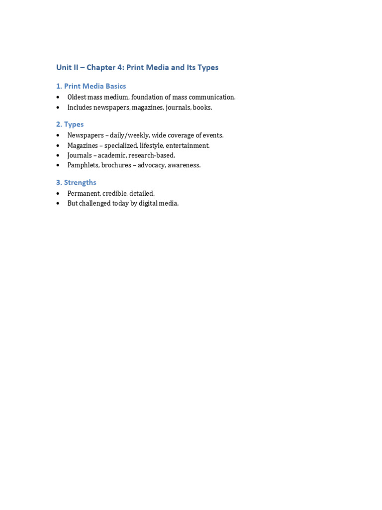 Unit II Chapter 4 Print Notes | PDF