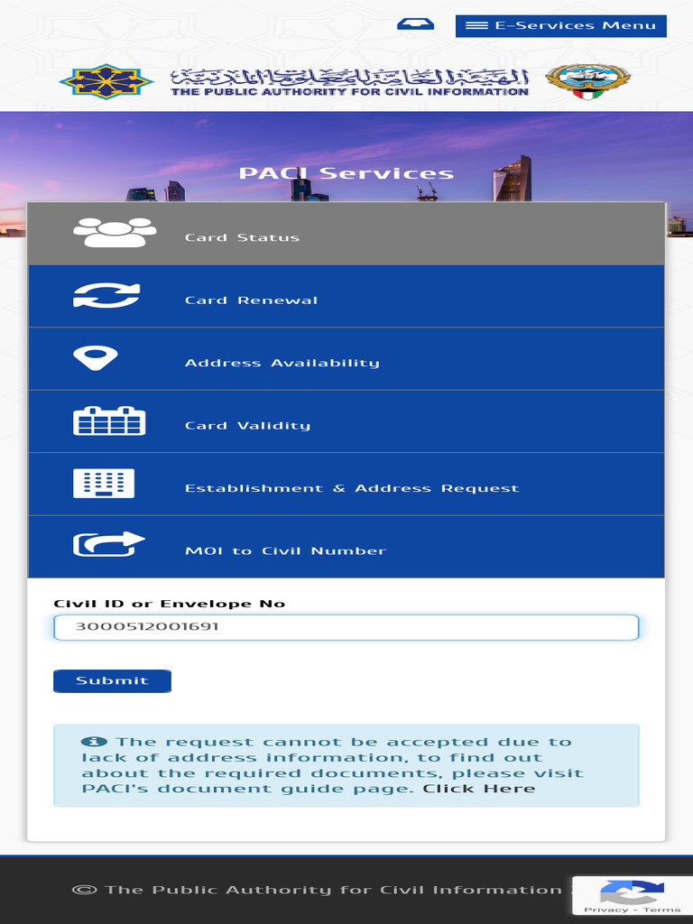 PACI Services - The Public Authority For Civil Information | PDF