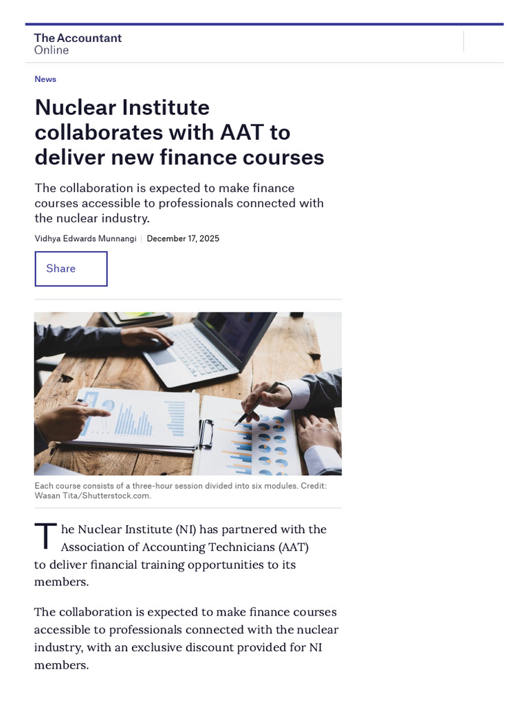 Nuclear Institute Collaborates With AAT To Deliver New Financ... | PDF