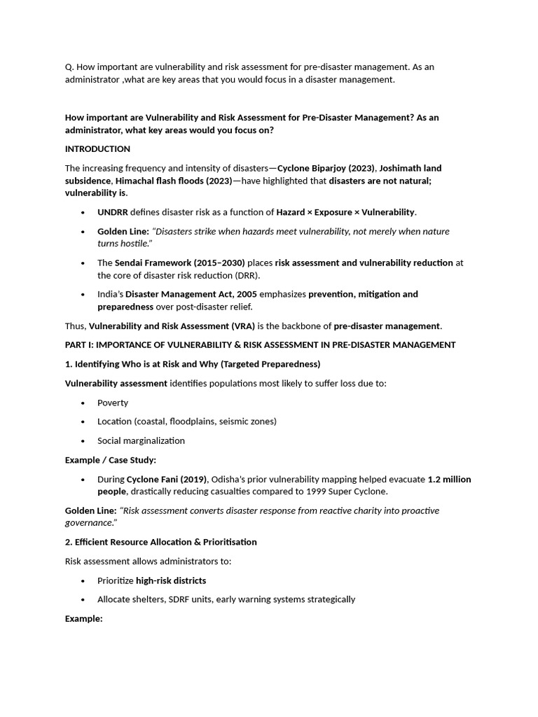 Disaster Management Pyq | PDF | Climate Resilience | Emergency Management