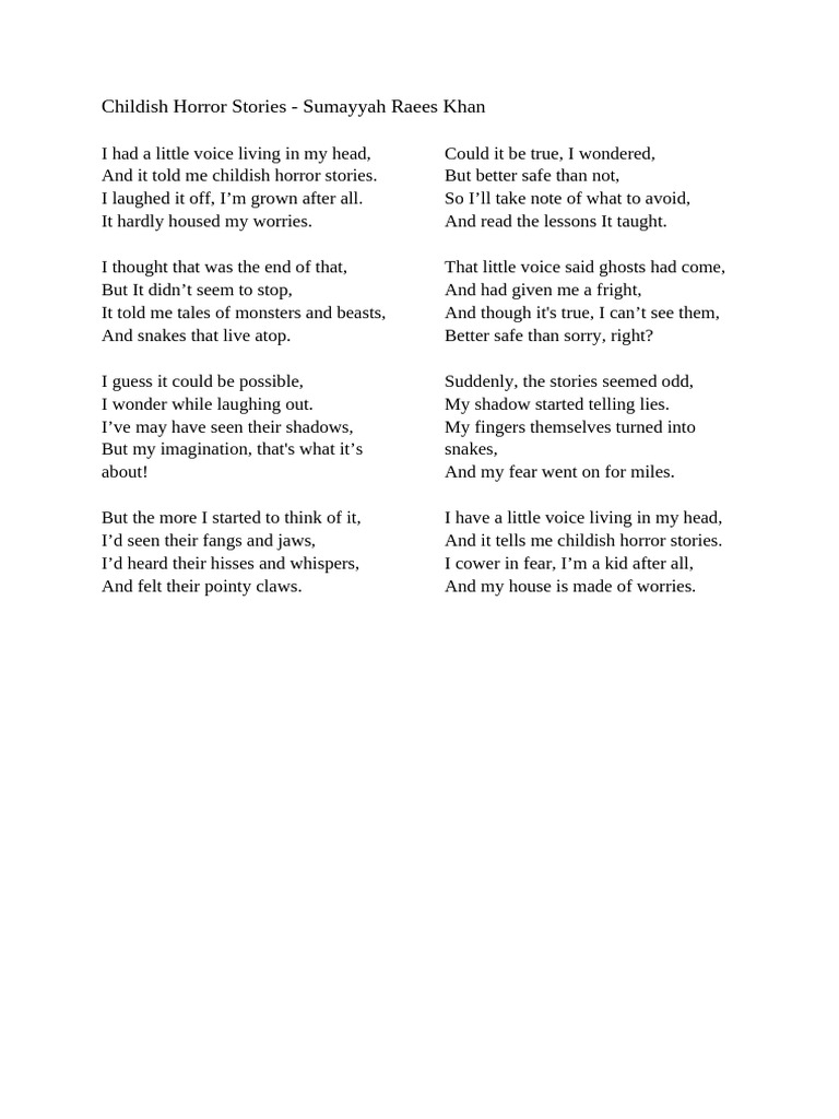 Childish Horror Stories - Poem Entry For OCD Through My Eyes - Sumayyah ...