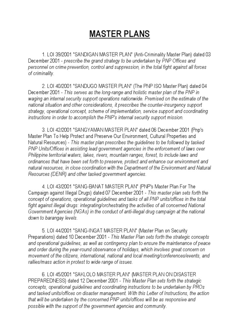 PNP Master Plans | PDF | Emergency Management | Security