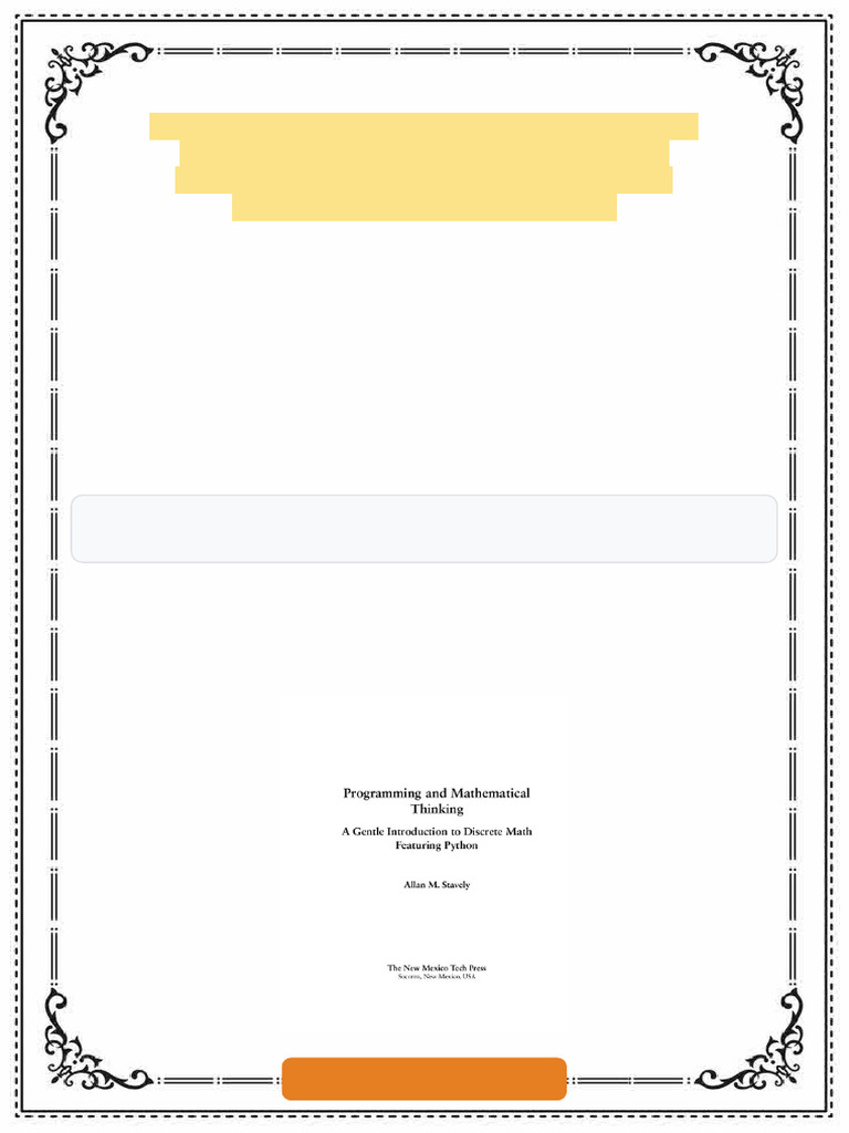 Programming and Mathematical Thinking A Gentle Introduction to Discrete ...
