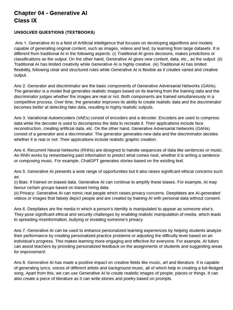 IX Generative AI | PDF | Artificial Intelligence | Intelligence (AI ...
