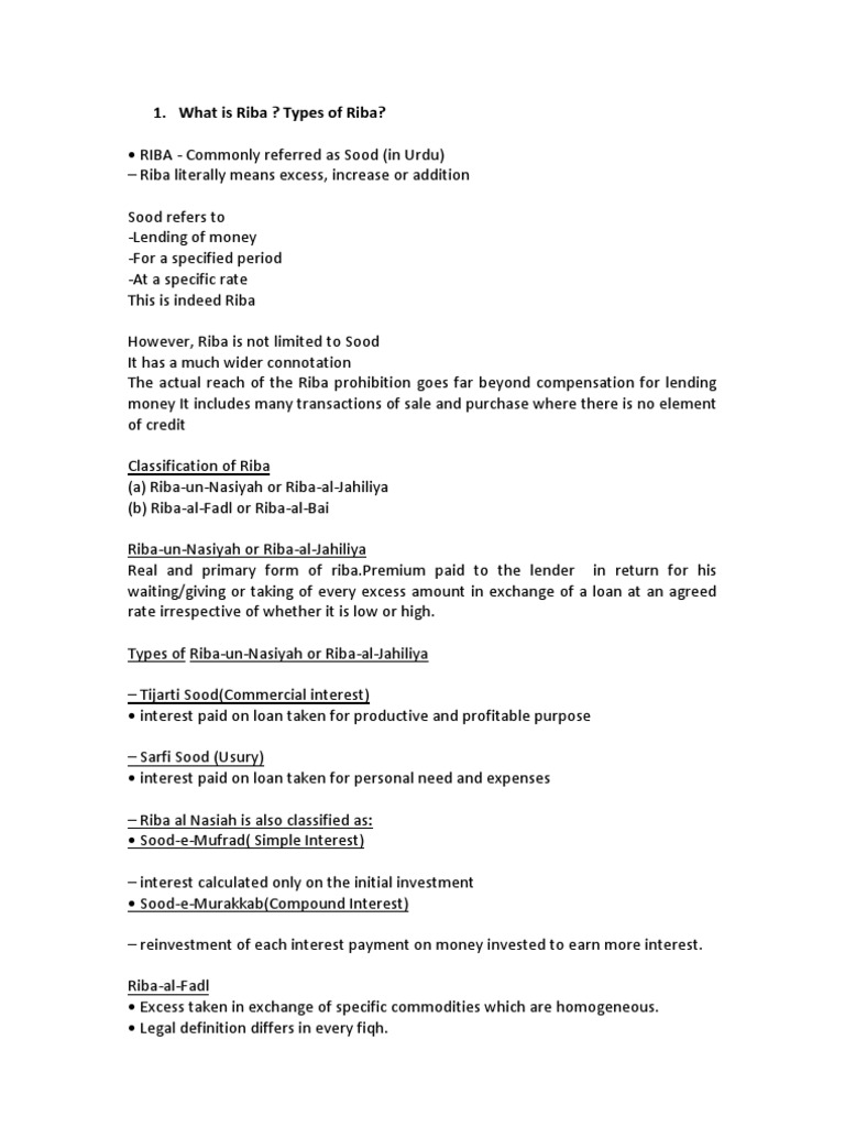 What Is Riba ? Types of Riba? | PDF | Islamic Banking And Finance ...