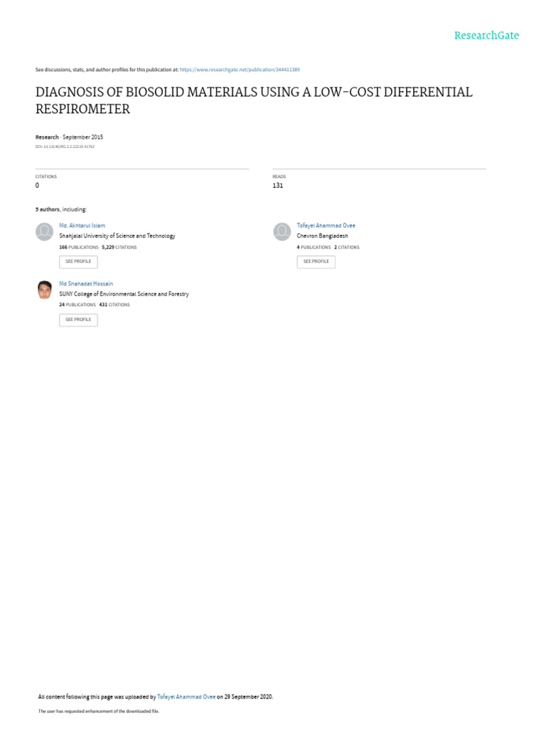 Low-Cost Differential Respirometer for Biosolids | PDF | Biodegradation ...
