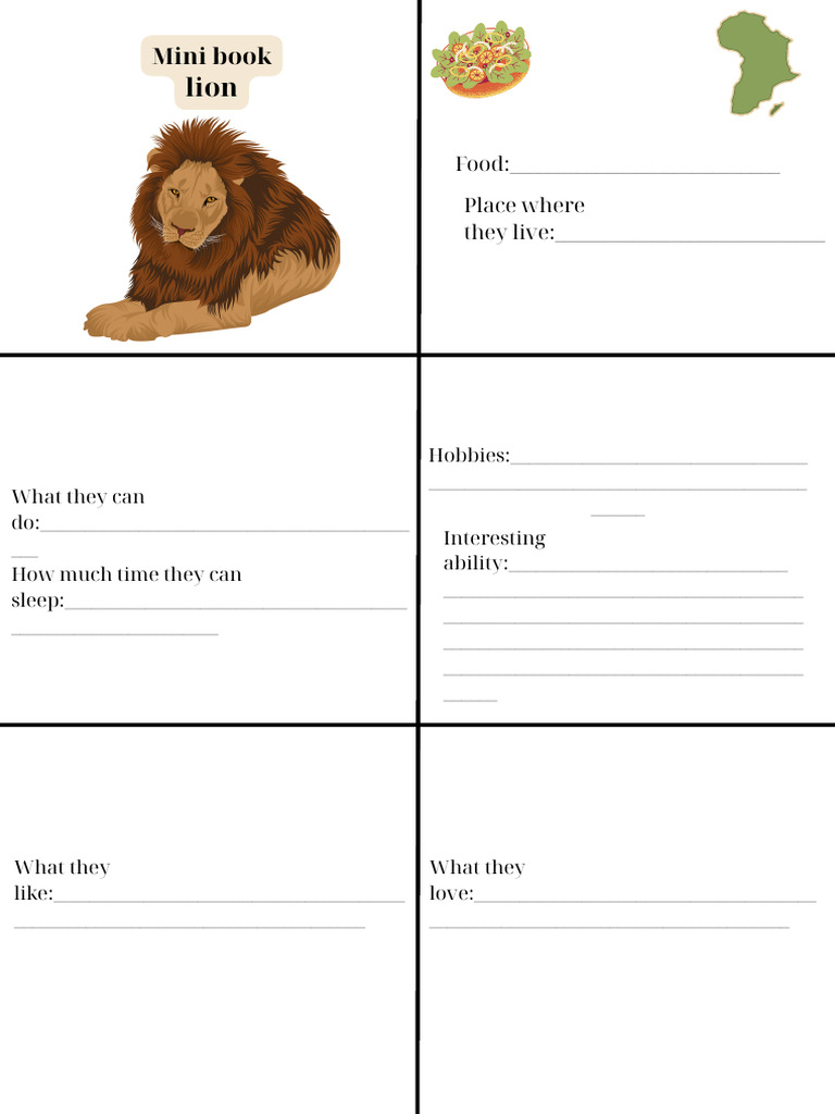 Animals Mini Books | PDF | Lion | Bears