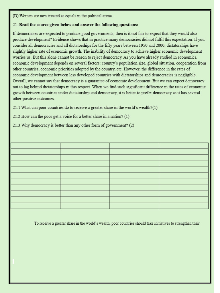 Class 10 - Social Science - Competency Based Questions - ZIET Gwalior ...