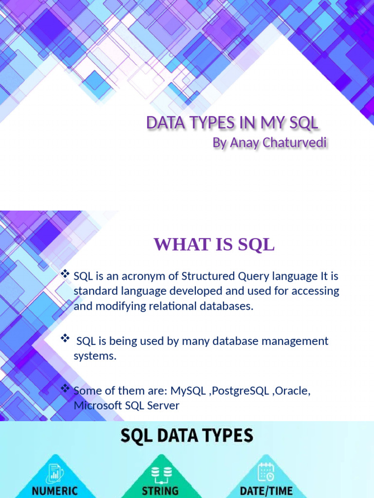 Data Types in My SQL: by Anay Chaturvedi | PDF