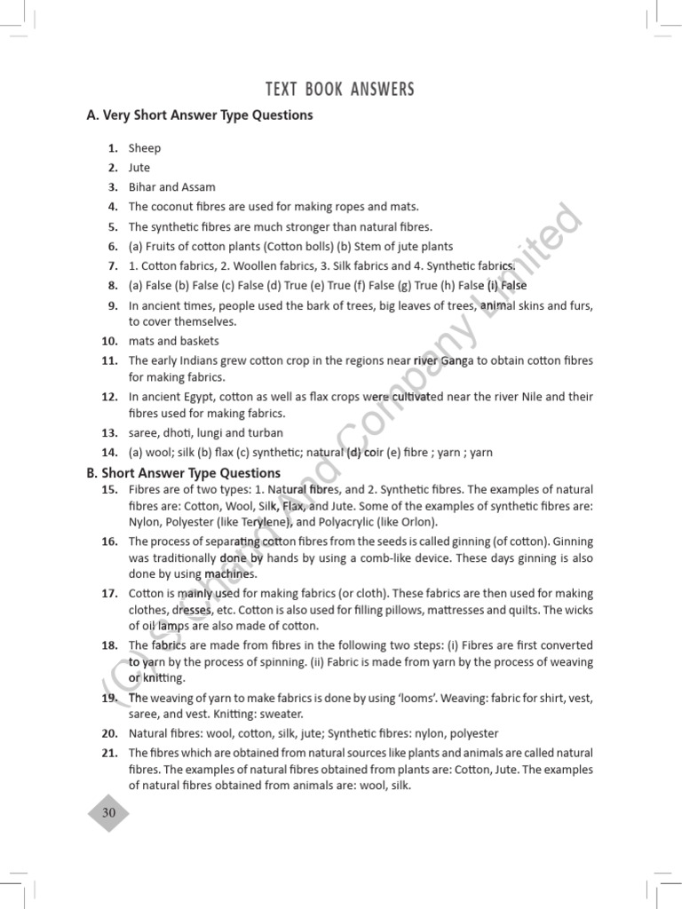 3. Fibre to Fabric Answer Key | PDF | Yarn | Spinning (Textiles)