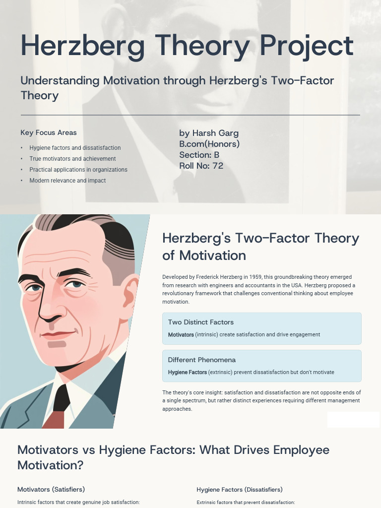 Herzberg-Theory-Project by Harsh Garg | PDF | Job Satisfaction | Motivation
