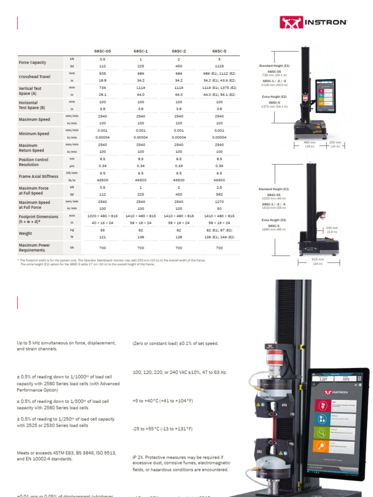 68SC Series Universal Testing Systems | PDF | Length | Physical Quantities
