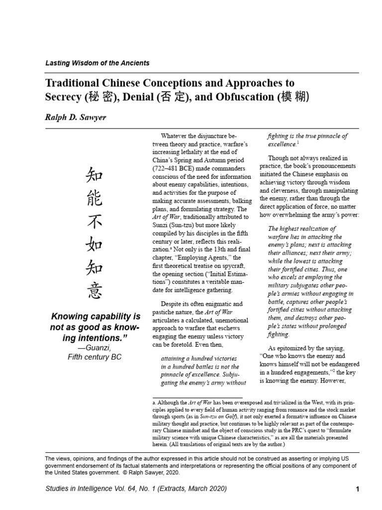 Traditional Chinese Conceptions Secrecy | PDF | Knowledge | The Art Of War