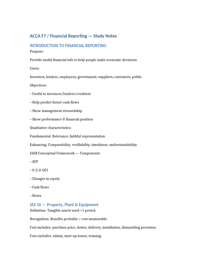 ACCA F7 Formatted | PDF | International Financial Reporting Standards ...