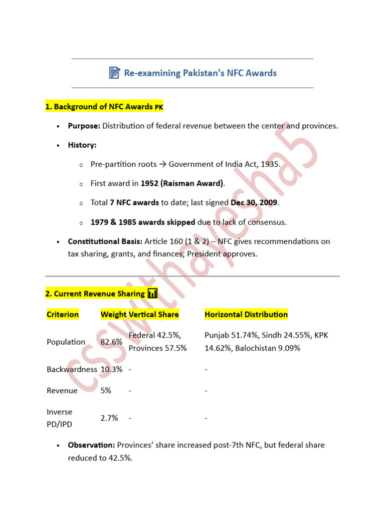 REexamining NFC Award | PDF | Economies