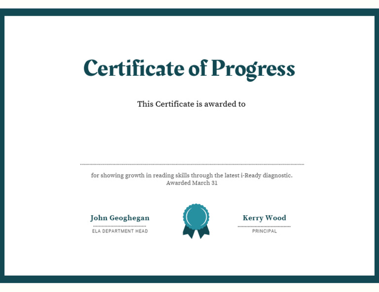 Reading Skills Progress Certificate | PDF
