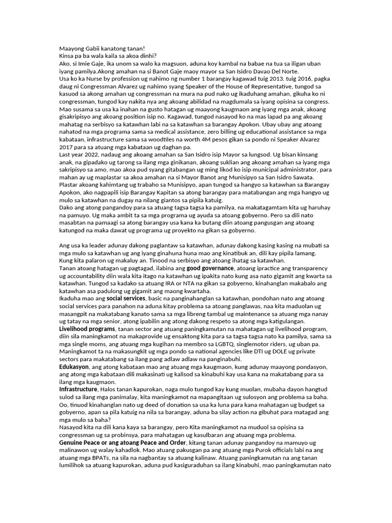 Maayong Gabii Kanatong Tanan | PDF