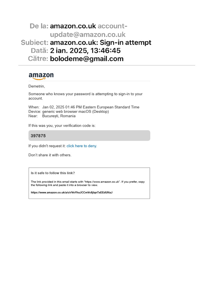 Amazon - Co.uk Sign-In Attempt | PDF