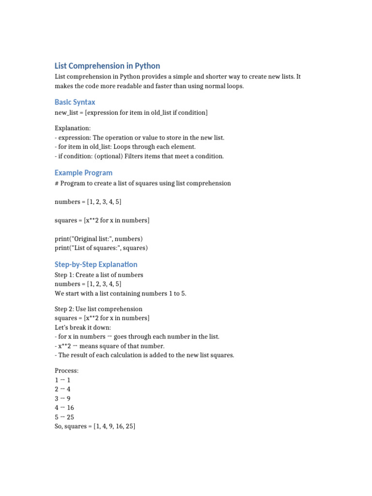 Python List Comprehension Guide | PDF